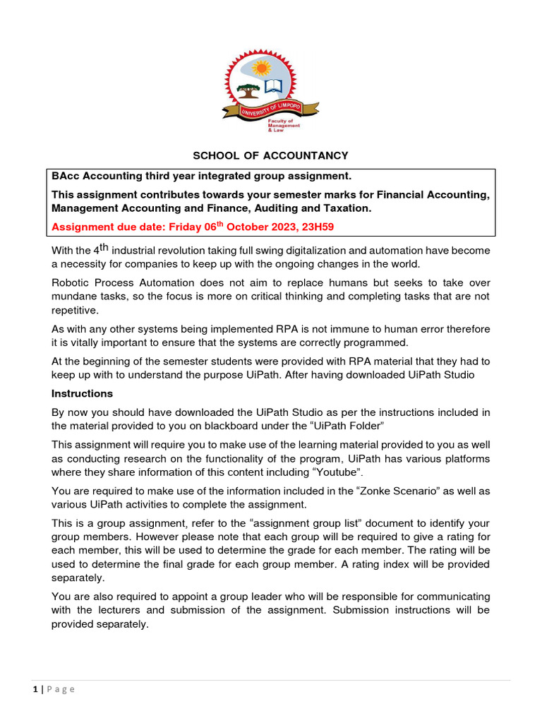 BAcc 3rd Year Integrated Assignment | PDF