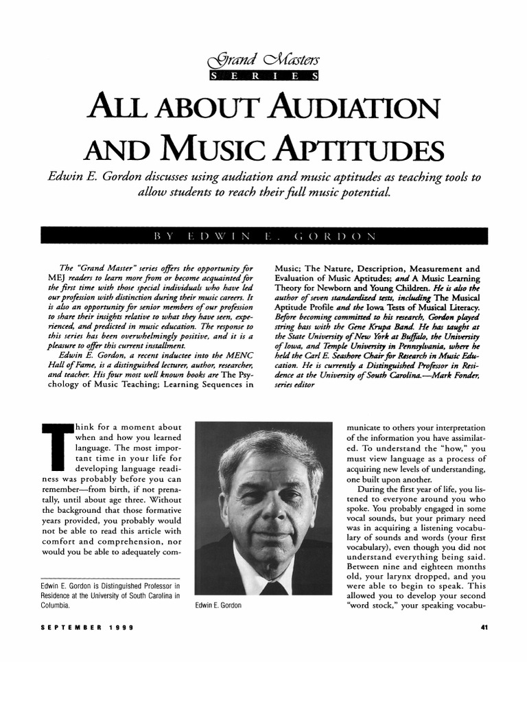 Edwin Gordon - All About Audiation and Music Aptitudes | PDF ...