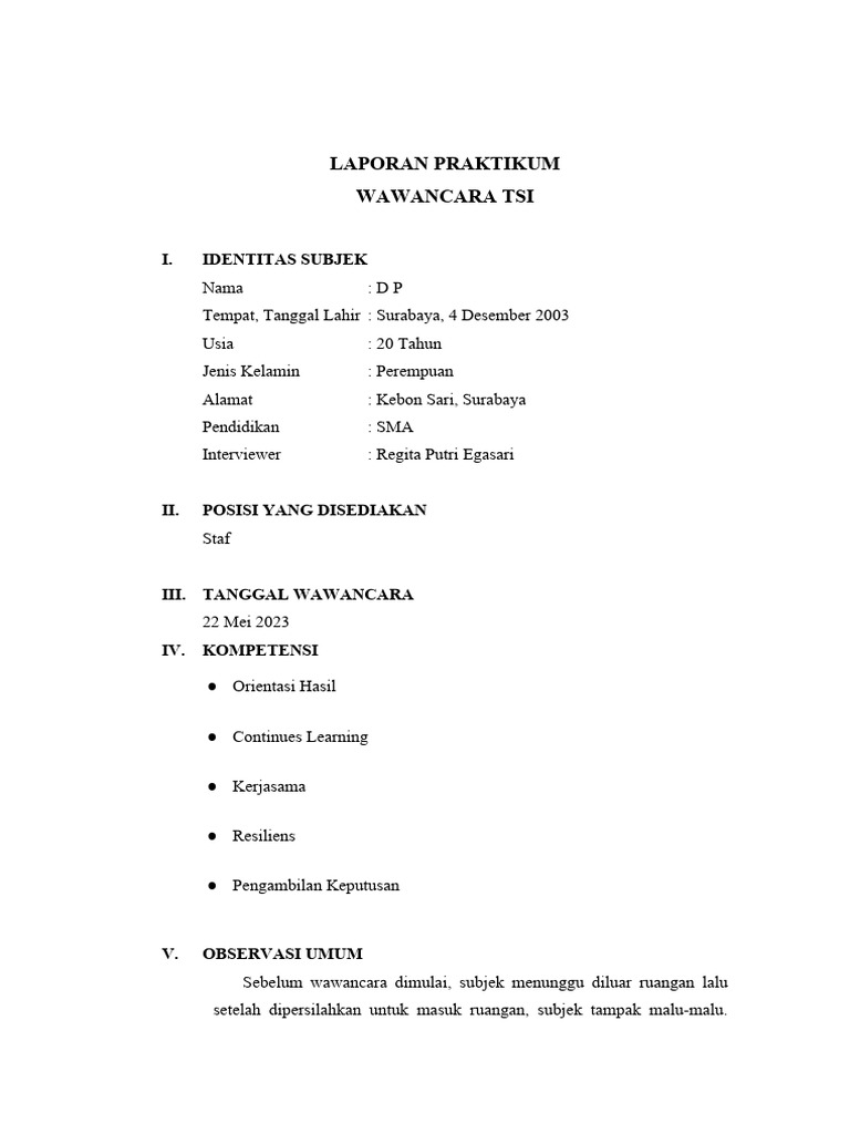 Laporan Tsi Rere (Repaired) | PDF