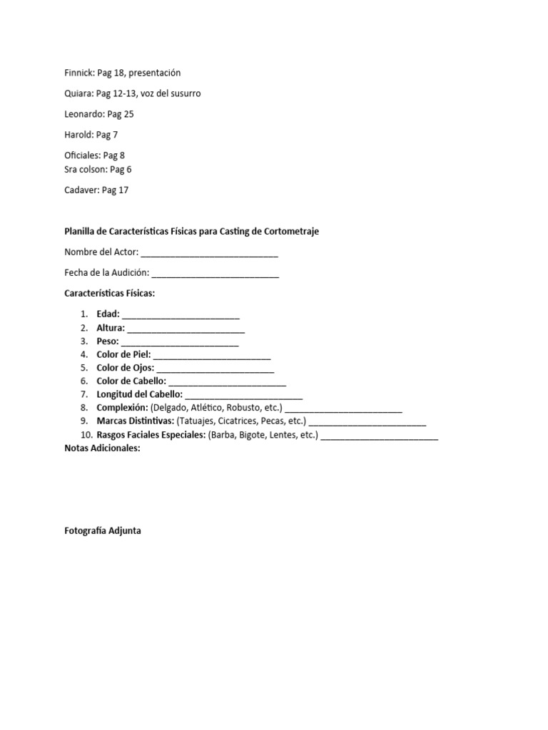 Planilla Actores | PDF