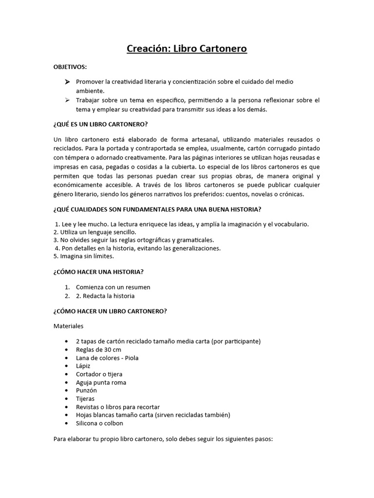 Creación Libro Cartonero | PDF