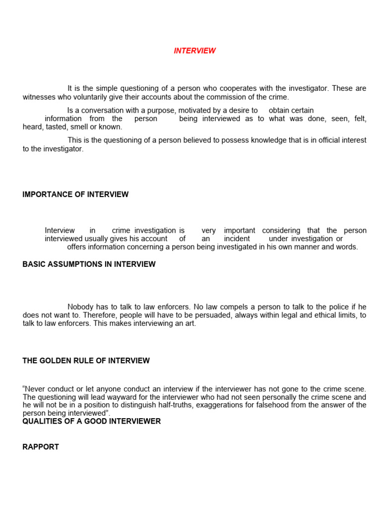 Cdi3 Interview | PDF | Witness | Interview