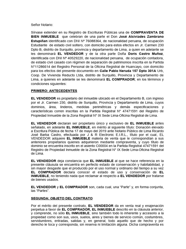 Minuta Doris Castro | PDF