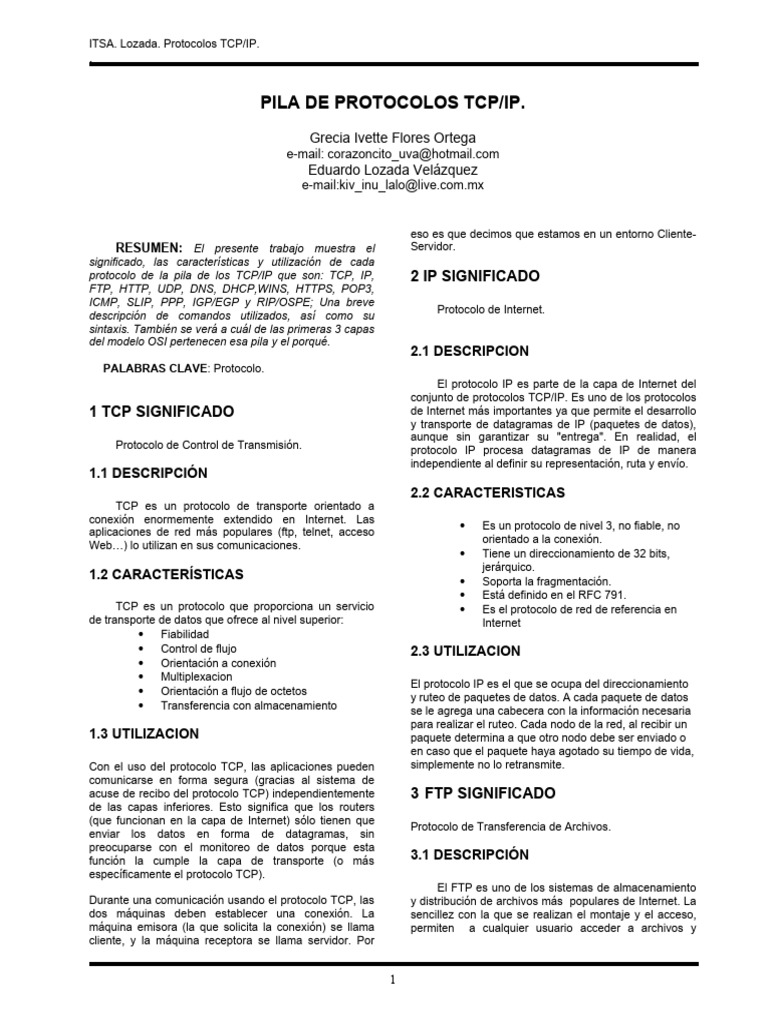 Pila de Protocolos TCP Ip | PDF
