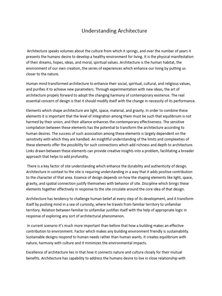 Understanding Architecture | PDF