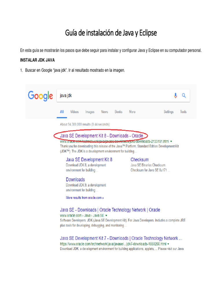 Guía de Instalación de Java y Eclipse | PDF | Computadoras