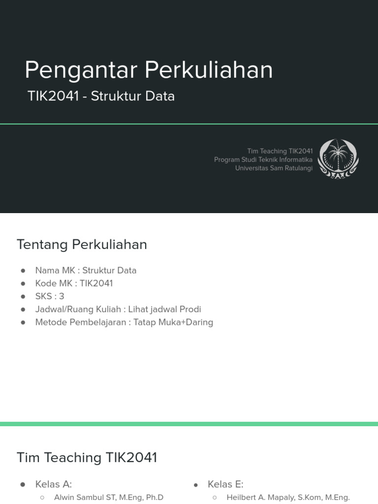 Kuliah 00 - Pengantar Perkuliahan Struktur Data | PDF | Seni | Komputer