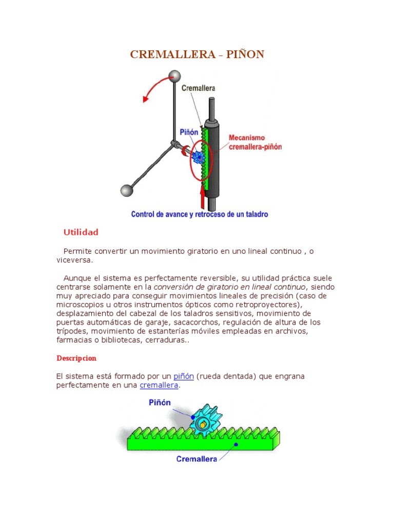 Mecanismo de Cremallera y Piñón | PDF