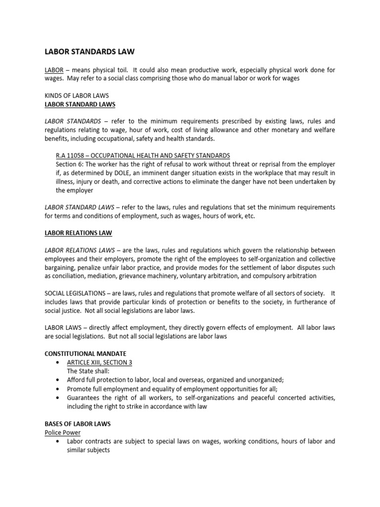 Labor Standards Law | PDF