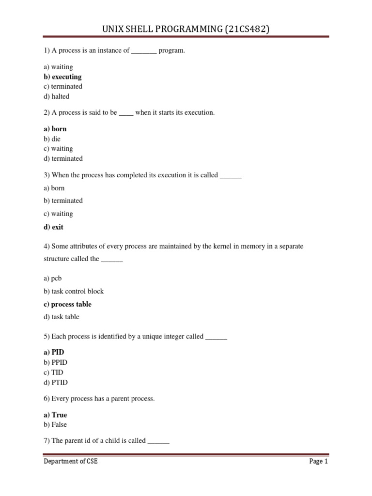 UNIX Shell Programming Quiz | PDF | Software Development | Unix