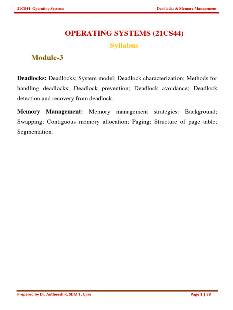 21CS44 Operating Systems Module-3 | PDF