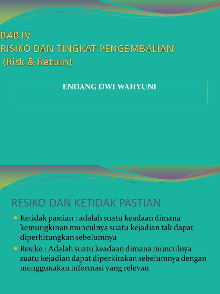 Risiko Dan Tingkat Pengembalian (Risk & Return) | PDF