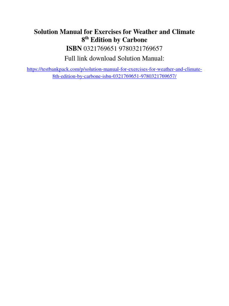 Solution Manual For Exercises For Weather and Climate 8th Edition by ...