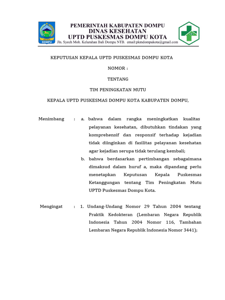 SK Tim Peningkatan Mutu | PDF