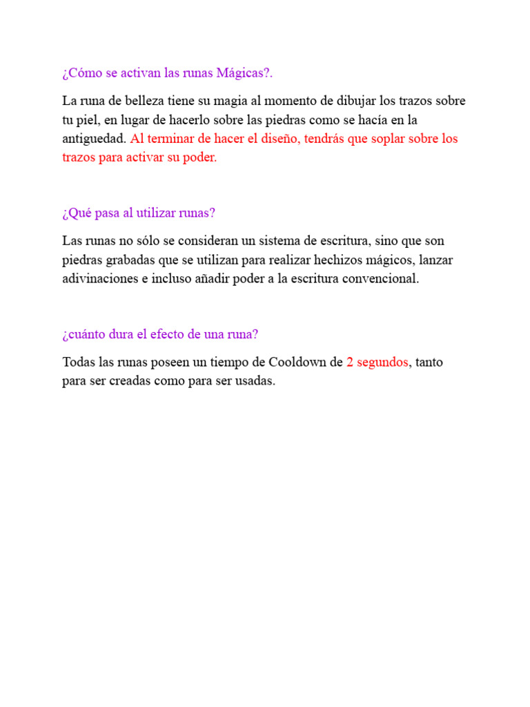 Activación y Uso de Runas Mágicas | PDF