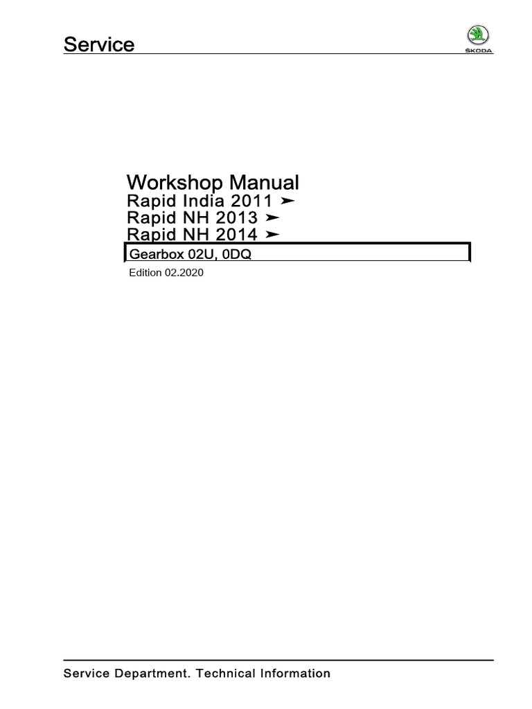 Volkswagen Workshop Manual (6-Speed Manual Gearbox 02U, 0DQ) | PDF