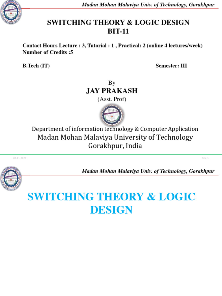 Switching Theory & Logic Design Course | PDF | Digital Signal | Subtraction