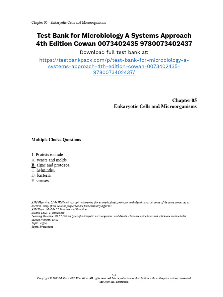 Microbiology A Systems Approach 4th Edition Cowan Test Bank 1 | PDF