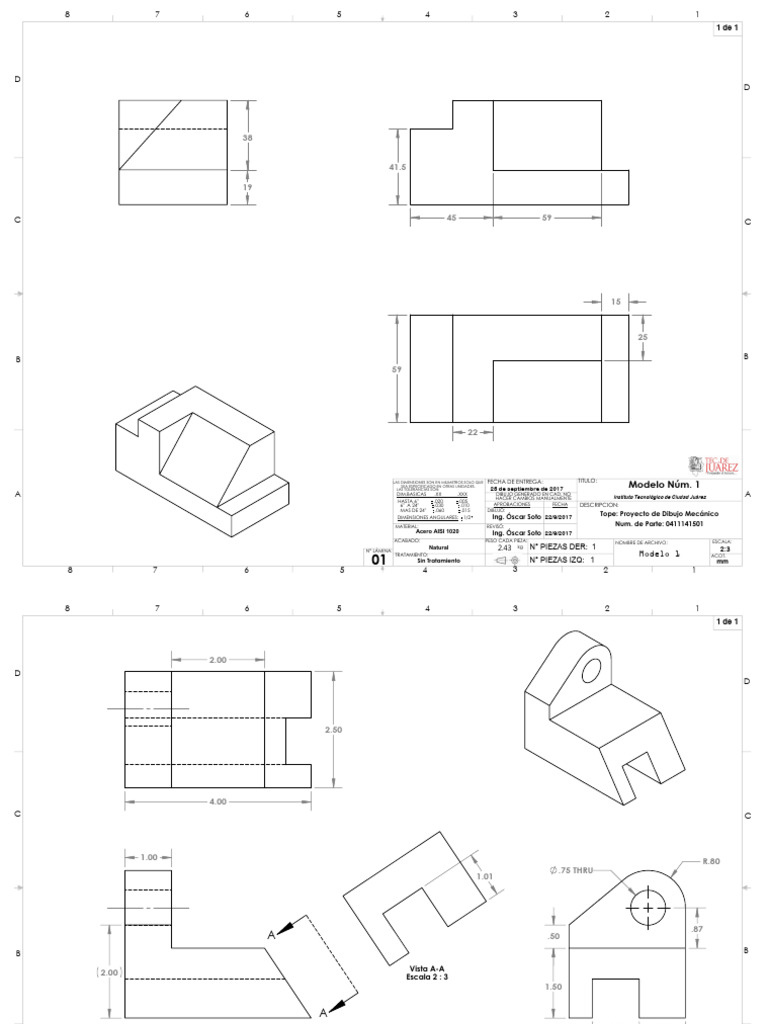 Láminas T2. Proyecciones Ortogonales | PDF
