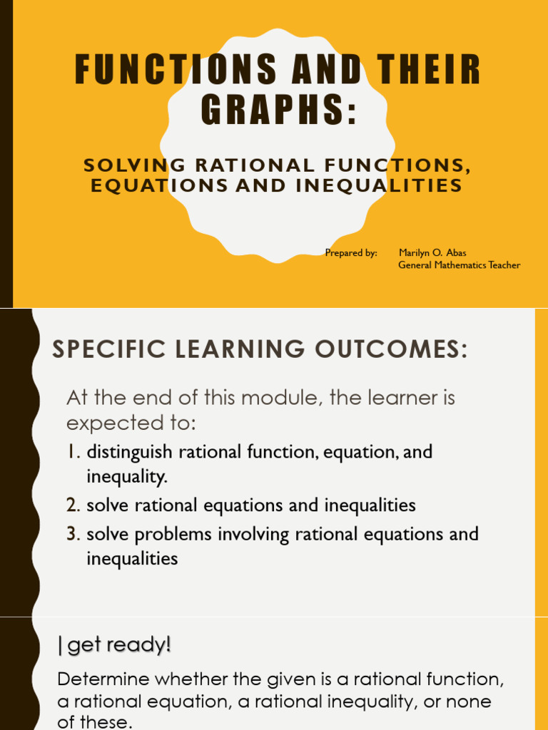Solving Rational Equations and Inequalities | PDF | Equations ...
