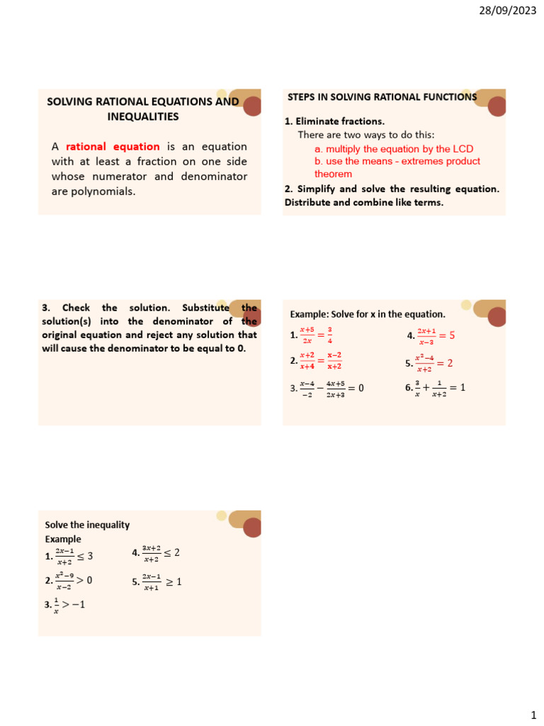 Solving Rational Equation Inequality | PDF