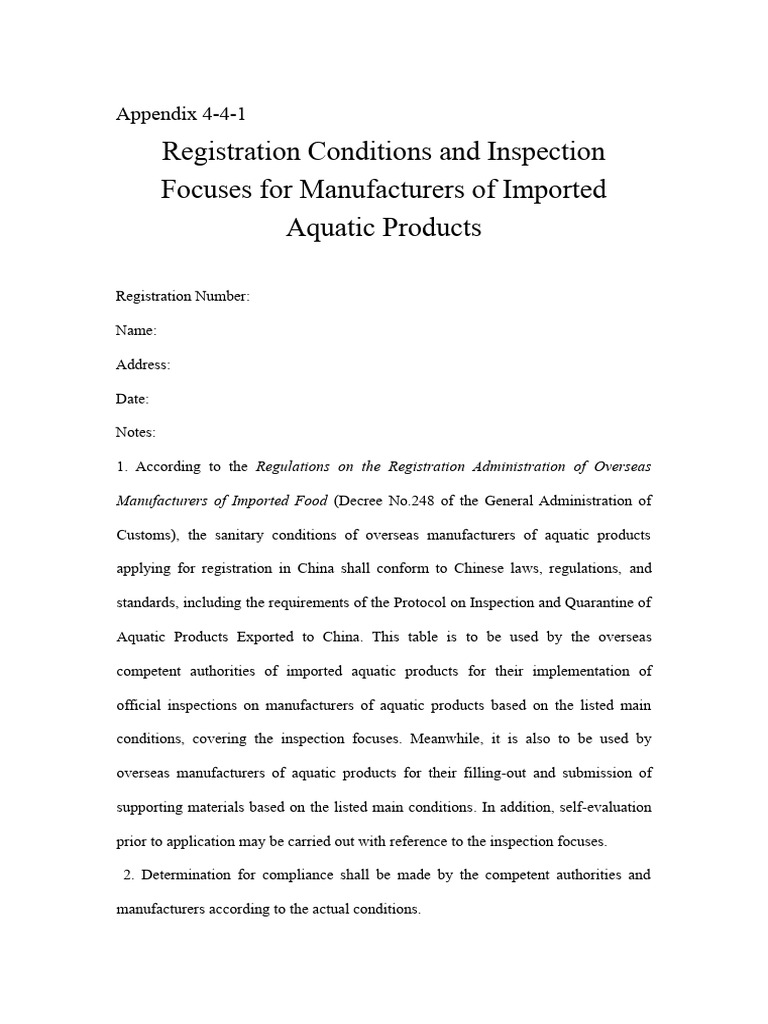 Appendix4 4 1 - GACC - China F | PDF | Food Safety | Water