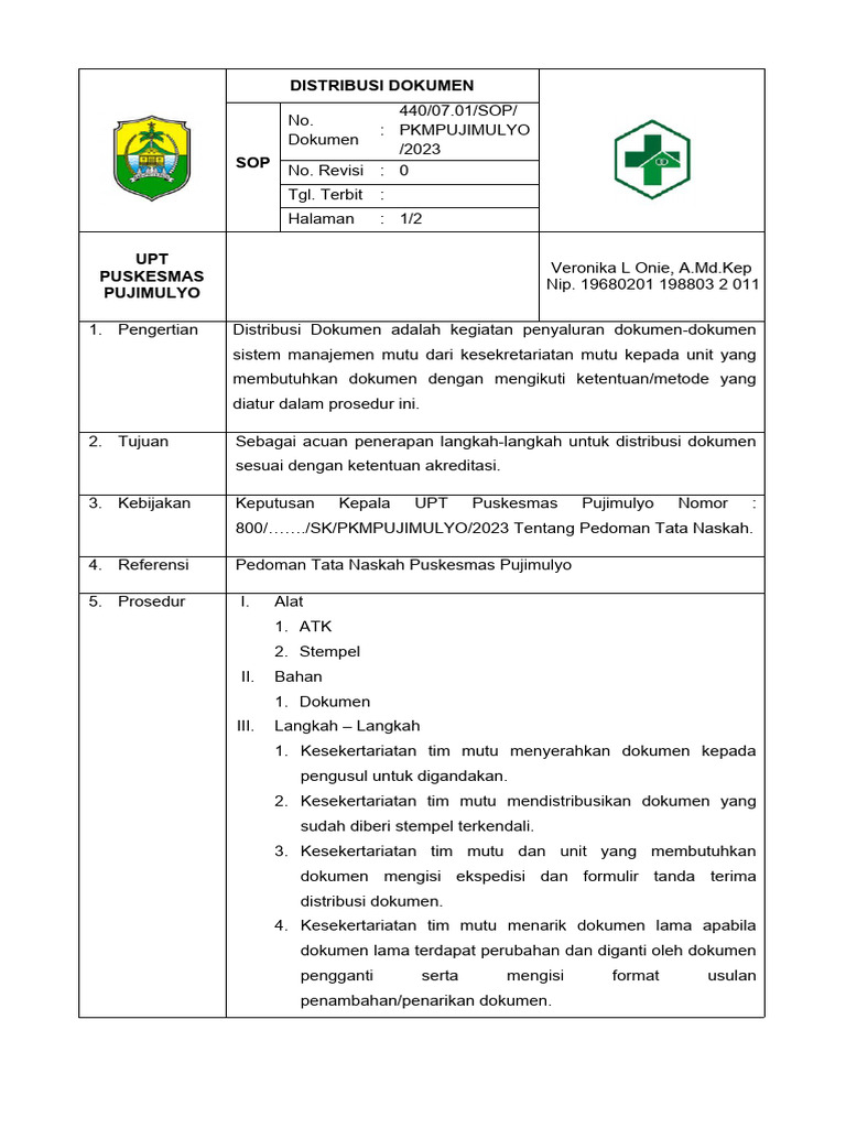 Sop Distribusi Dokumen | PDF
