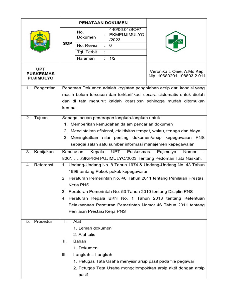 SOP PENATAAN DOKUMEN New | PDF