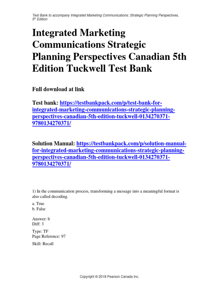 Integrated Marketing Communications Strategic Planning Perspectives ...