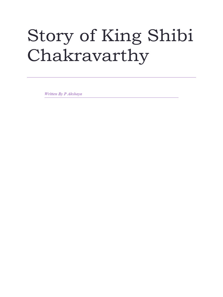 Story of Sibi Chakravarthy | PDF