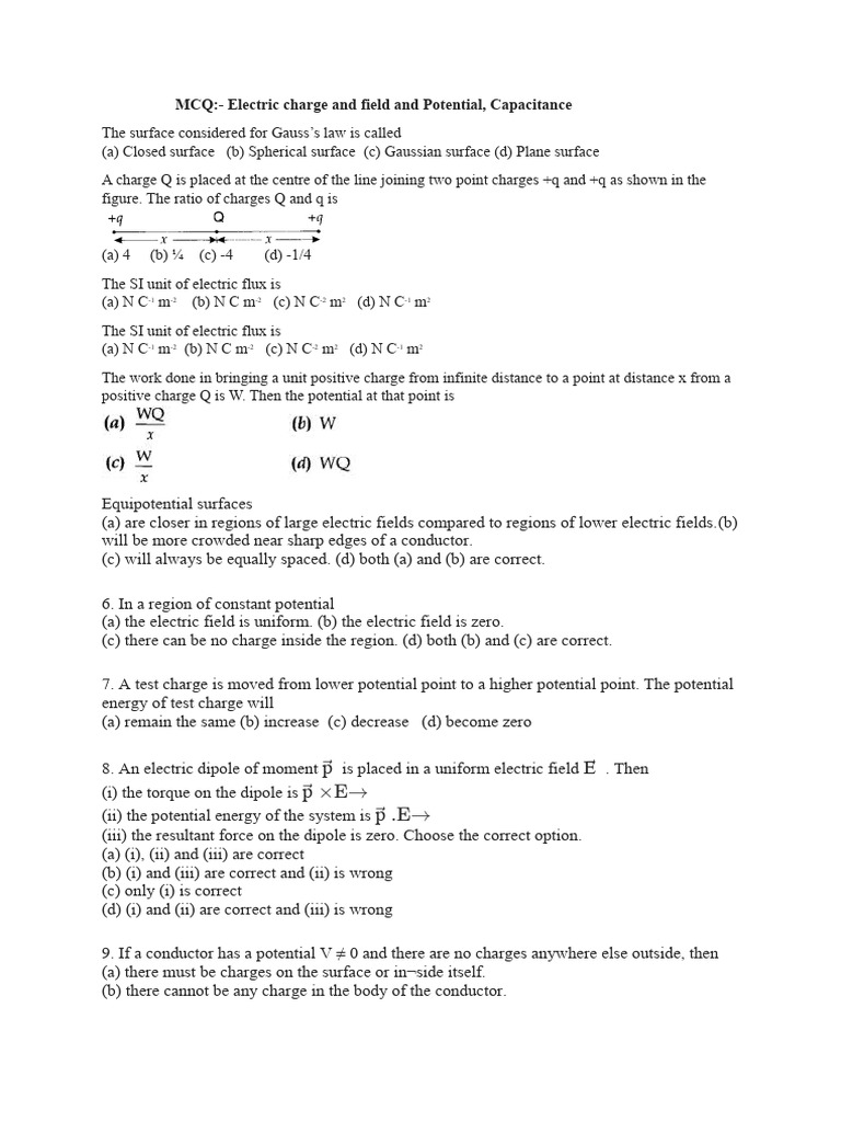 Physics MCQs: Charge & Capacitance | PDF