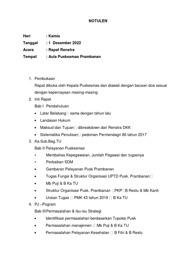 Notulen RENSTRA | PDF