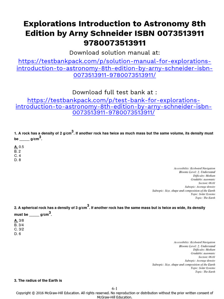 Explorations Introduction To Astronomy 8th Edition Arny Test Bank 1 ...