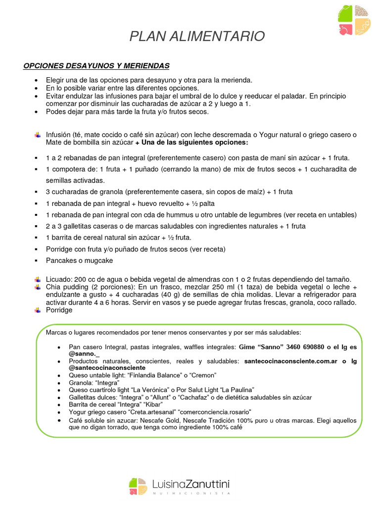 Plan Alimentario | PDF | Vegetales | Nutrición