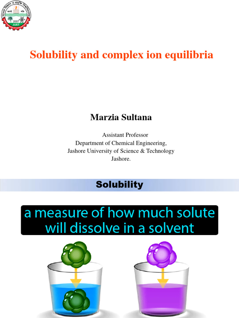 Solubility and Complex Ion Equilibria | PDF