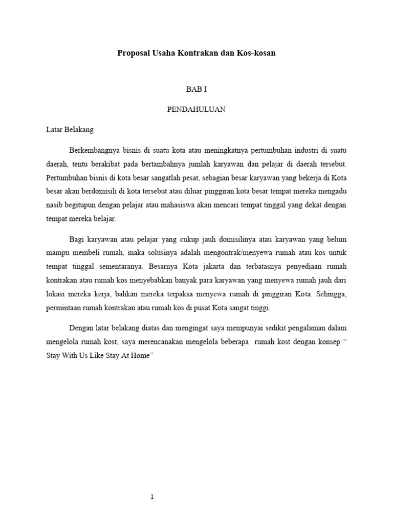 Proposal Kos Baru | PDF