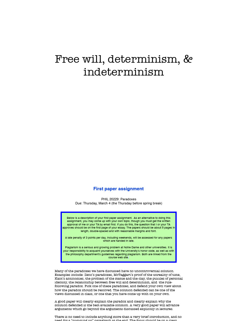 Free Will, Determinism, & Indeterminism | PDF | Free Will | Determinism