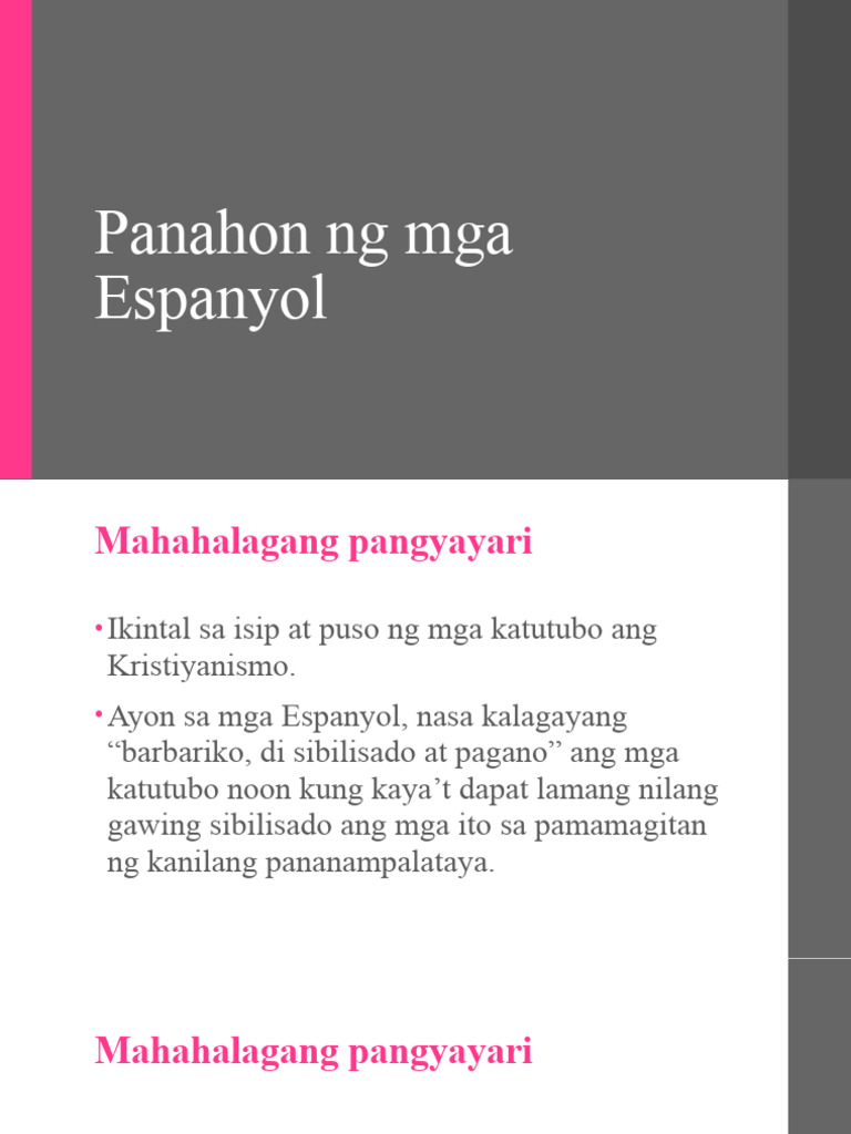Panahon NG Mga Espanyol | PDF