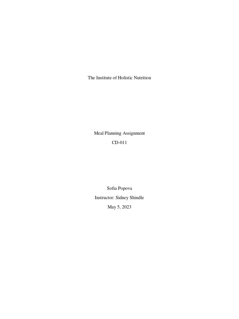 Meal Planning - Sofia Popova | PDF | Wellness