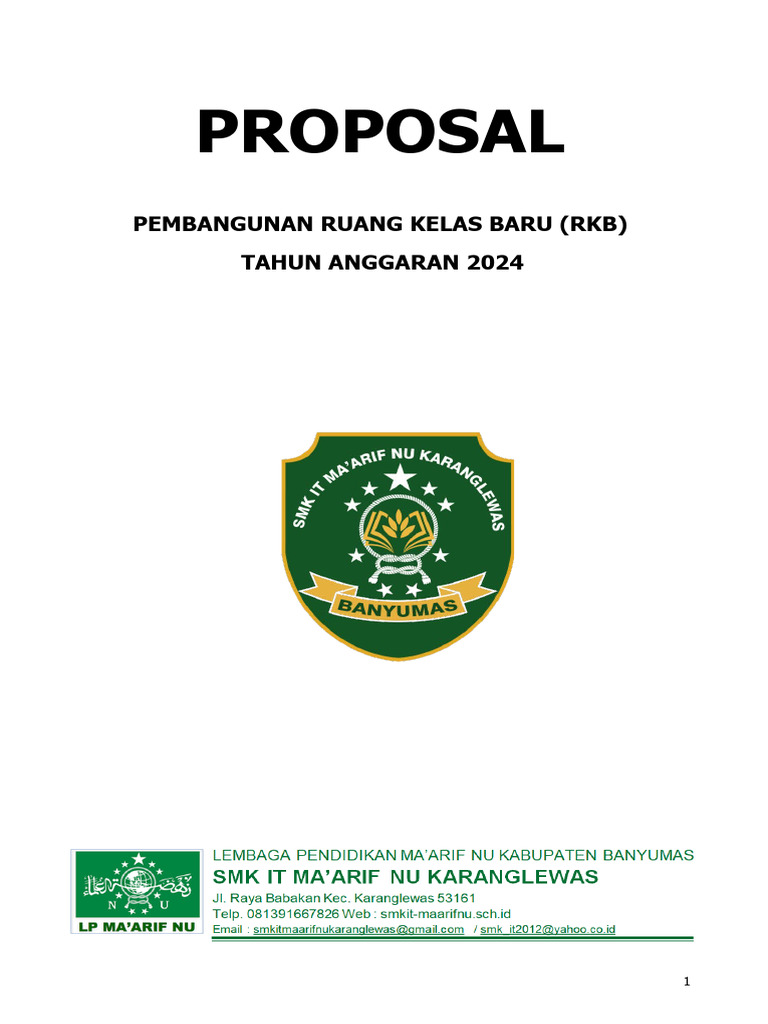 Proposal: Pembangunan Ruang Kelas Baru (RKB) Tahun Anggaran 2024 | PDF
