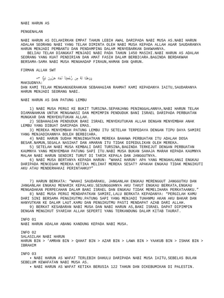 Nabi Harun As | PDF