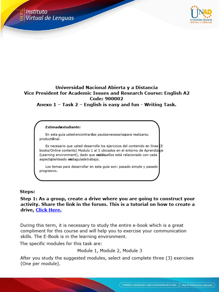 Anexo 1 - Task 2 - English Is Easy and Fun. Writing Task PDF | PDF