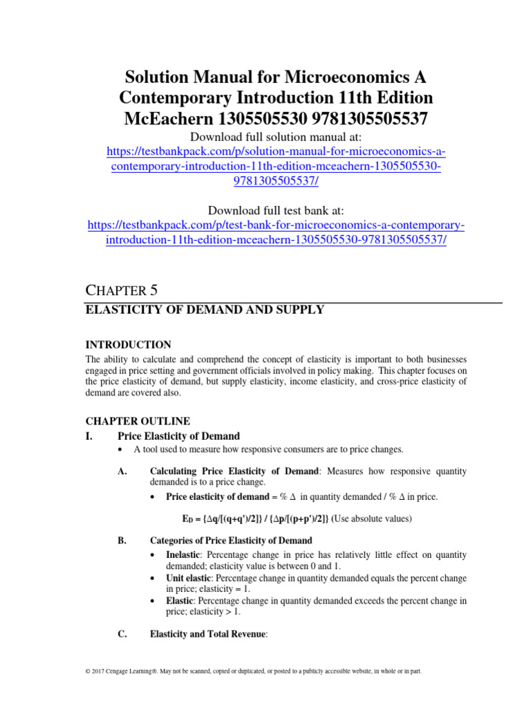 Microeconomics A Contemporary Introduction 11th Edition McEachern ...