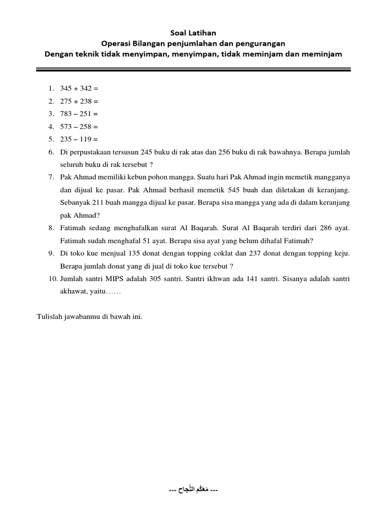 Latihan Soal Operasi Bilangan | PDF