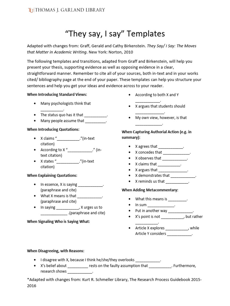 They Say or I Say Templates | PDF | Philosophy | Foreign Language Studies