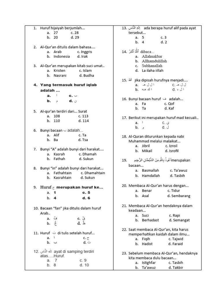 PAS BTA Kelas 5 | PDF