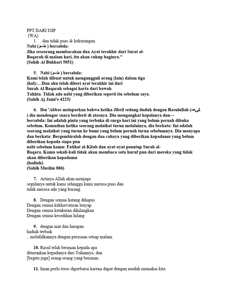 Terapi Dengan Al Baqarah 2 Ayat Terakhir ISIP | PDF