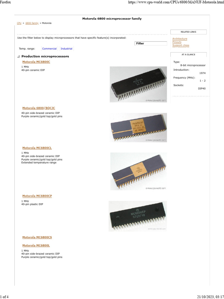 Motorola 6800 Microprocessor Family | PDF