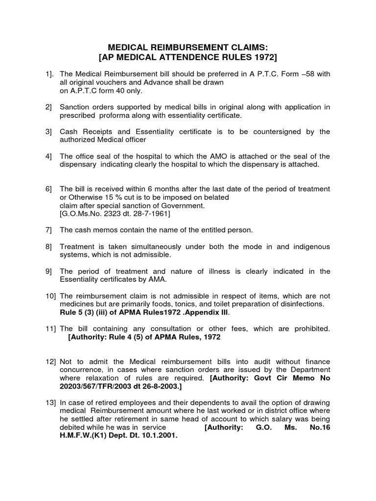 Medical Reimbursement Guidelines for AP Employees | PDF