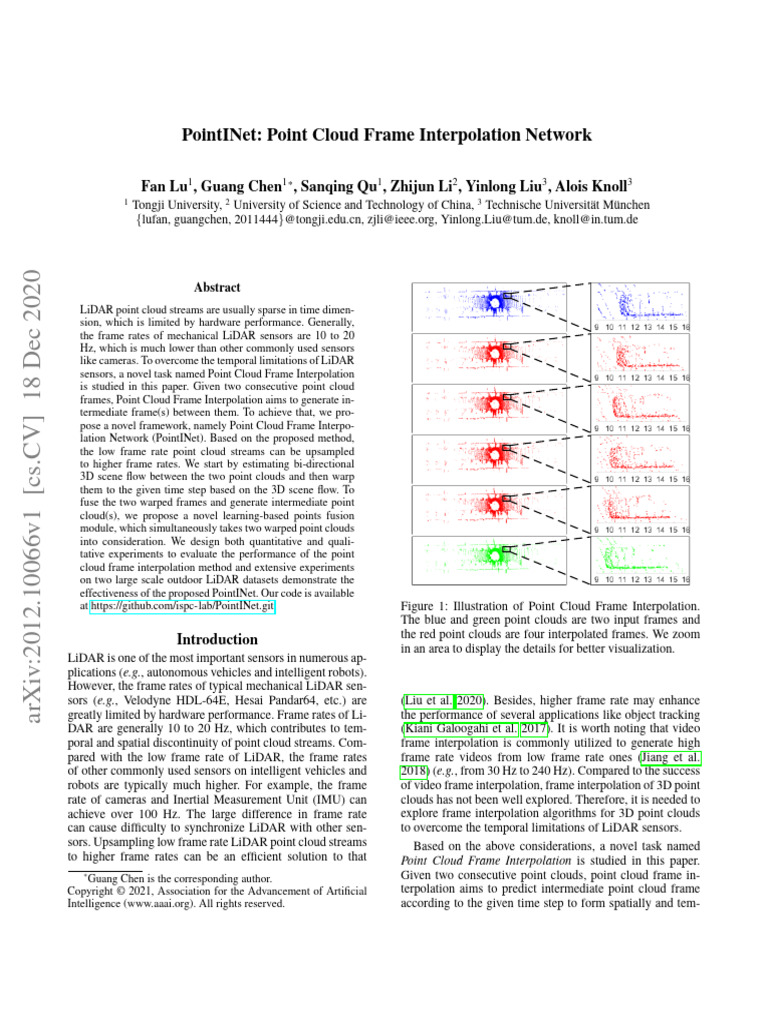 (AAAI2021) PointINet Point Cloud Frame Interpolation Network | PDF